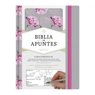Biblia de apuntes RVR60 – Rosa y gris – Tela impresa – Librería Maranatha